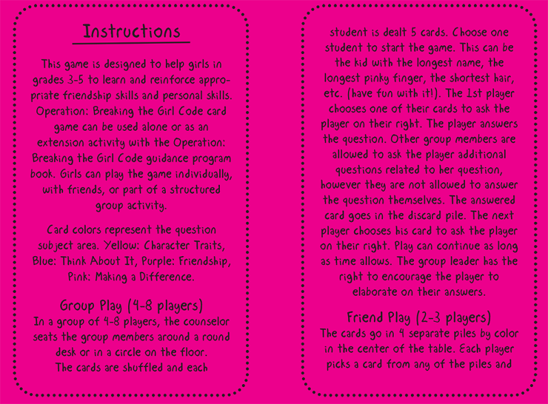 Operation: Breaking the Girl Code Card Game