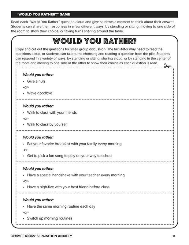 30-Minute Groups: Separation Anxiety for Kids (Pre-K–Elementary)